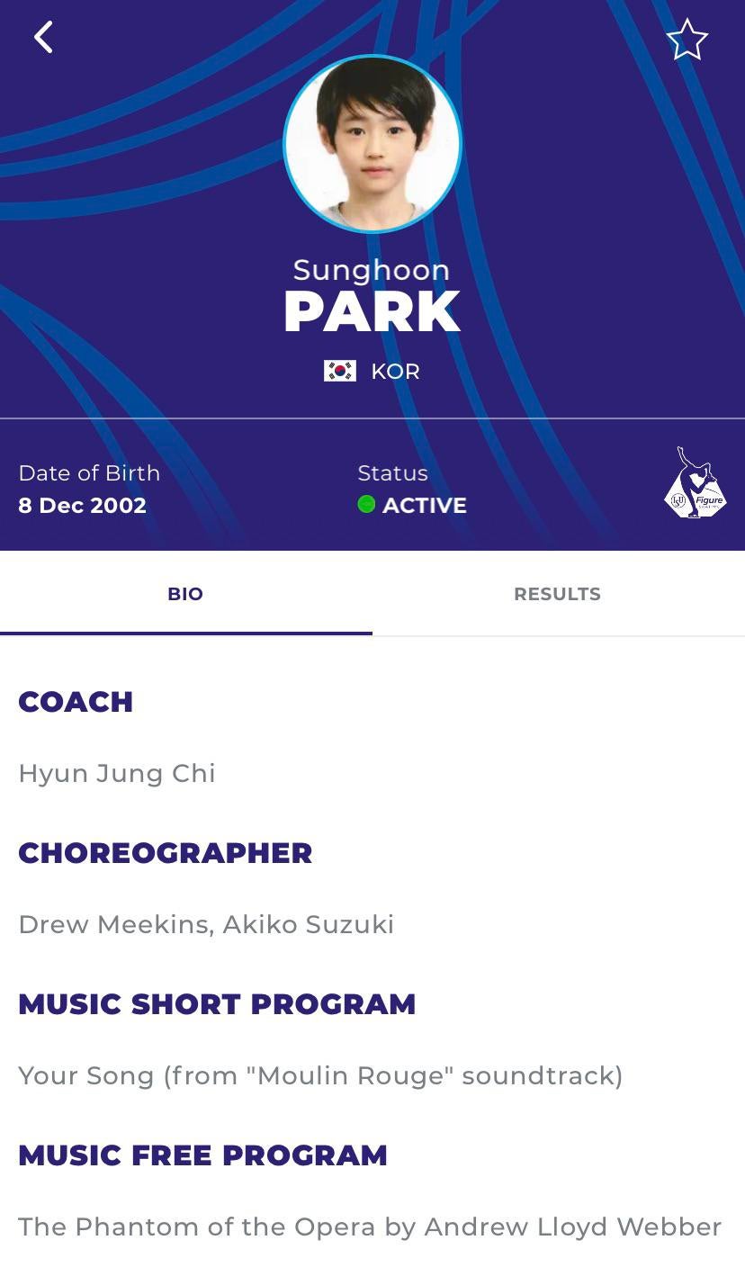 Found Sunghoon by chance on the ISU’s (International Skating Union ...