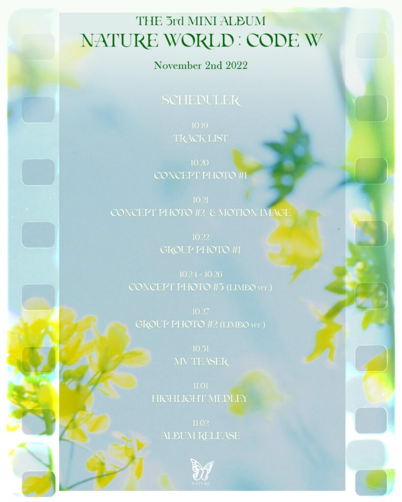 NATURE - The 3rd Mini Album: NATURE WORLD CODE: W (Comeback Schedule ...
