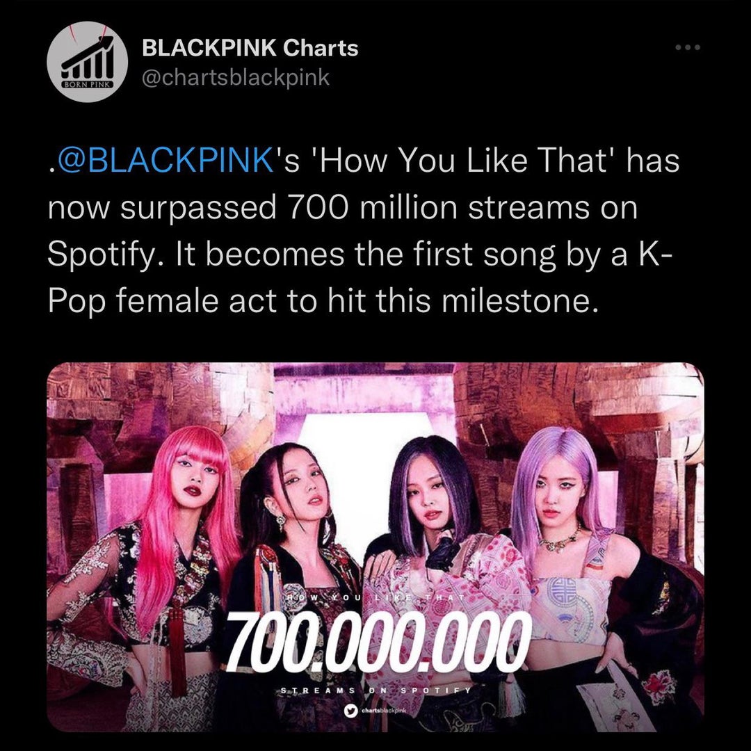221110 BLACKPINK - ‘How You Like That’ has surpassed 700 million ...