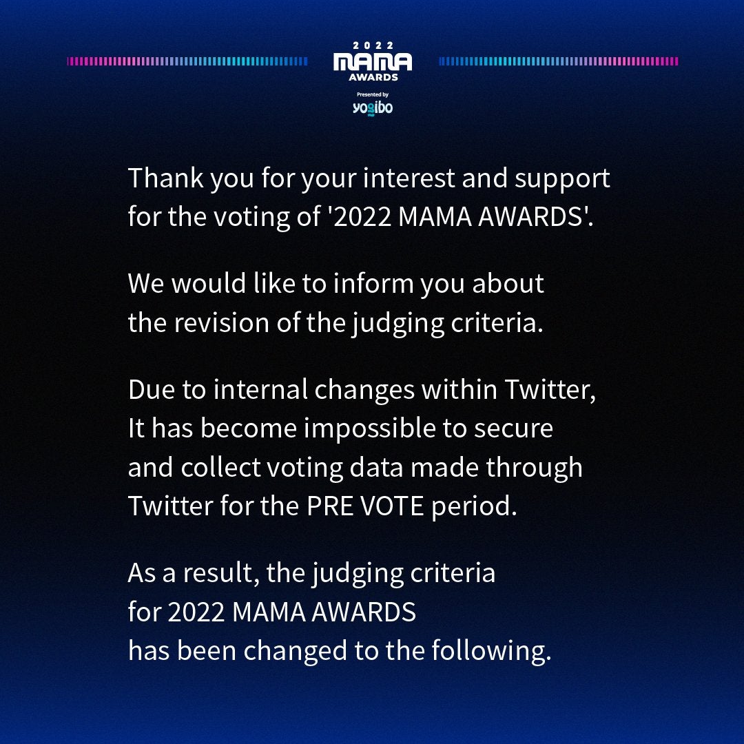 Mnet announces revision of criteria with removal of Twitter voting for ...