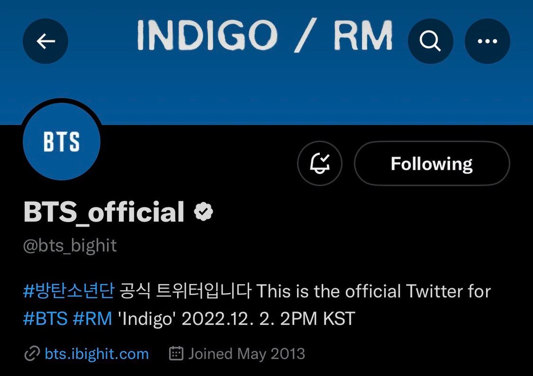 BTS’ Twitter headers and logos have been updated for Namjoon’s ‘Indigo ...