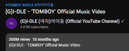 (G)I-DLE's 'TOMBOY' Music Video becomes their first MV to reach 200 ...