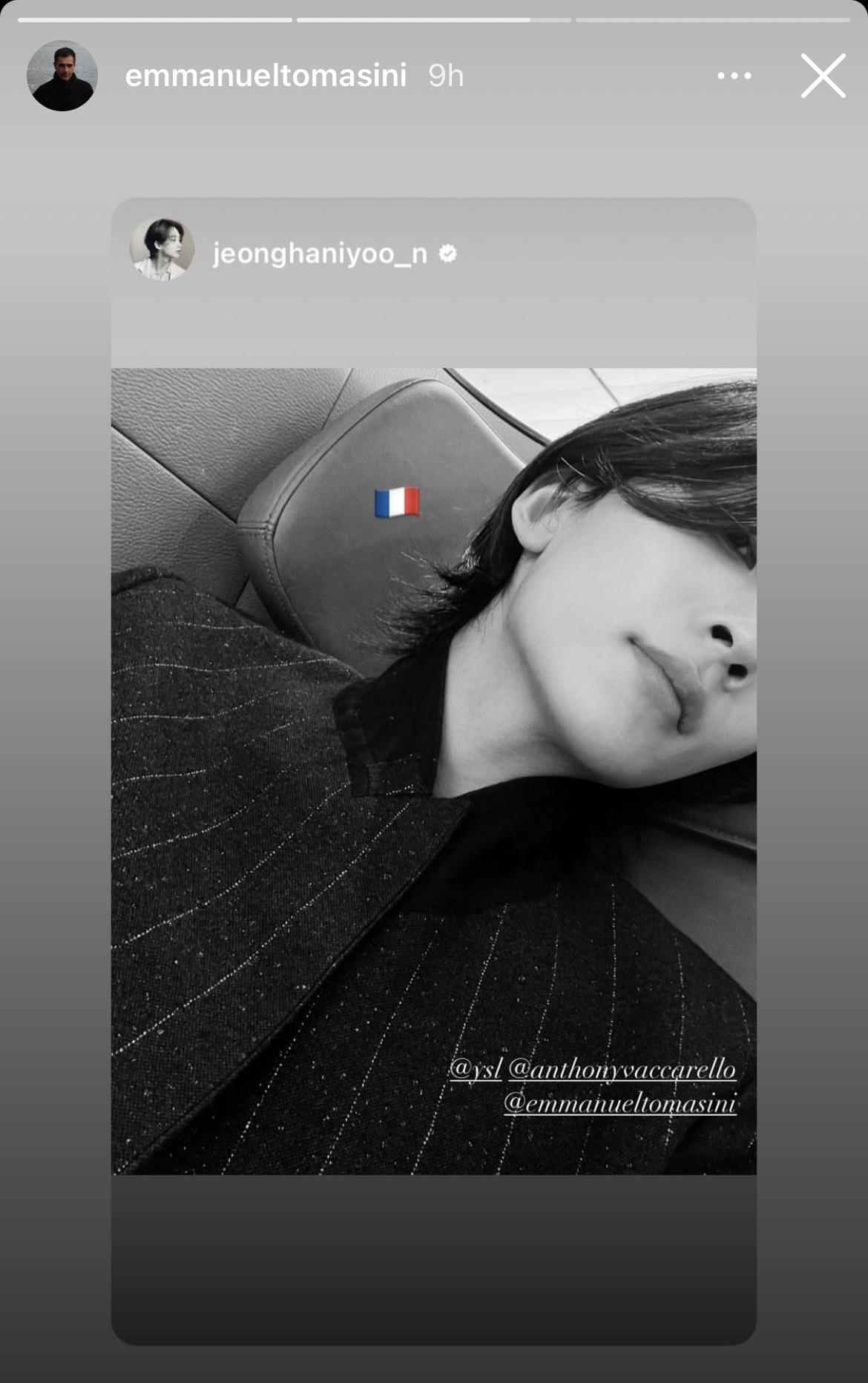 23017 YSL VIP Director shared Jeonghan’s IG Story for YSL PFW - PTKOREA