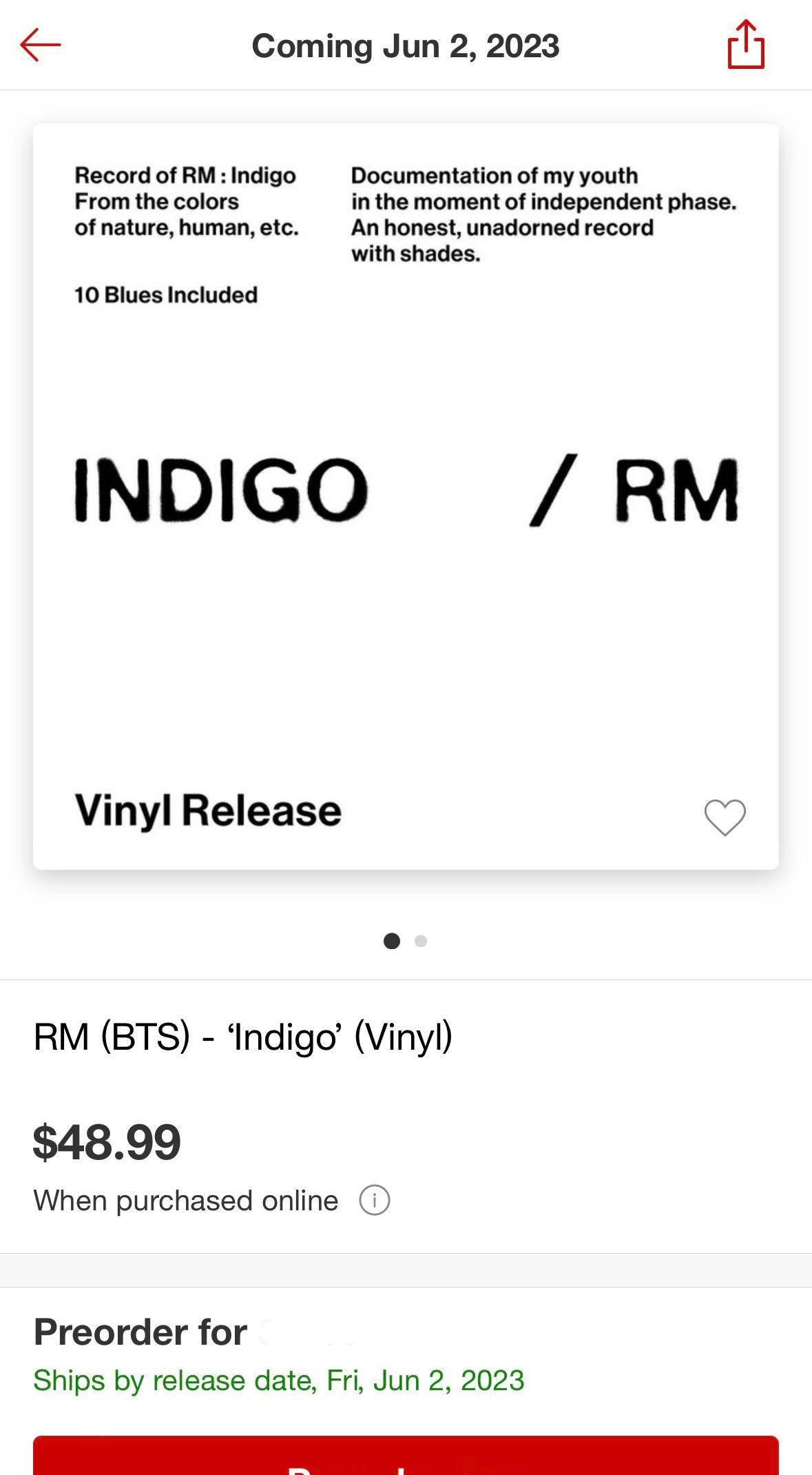 Indigo Vinyl is now available for pre-order at Target! - PTKOREA