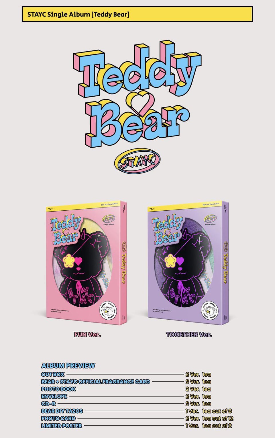 STAYC - Single Album: Teddy Bear (Album Packaging / Merchandise Preview ...