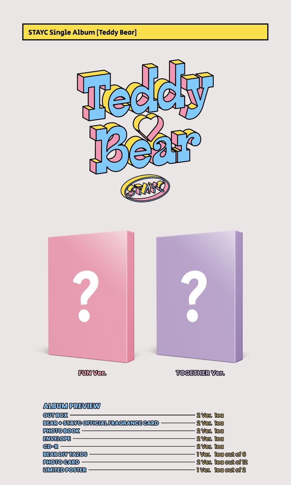 STAYC - Single Album: Teddy Bear (Album Packaging / Merchandise Preview ...