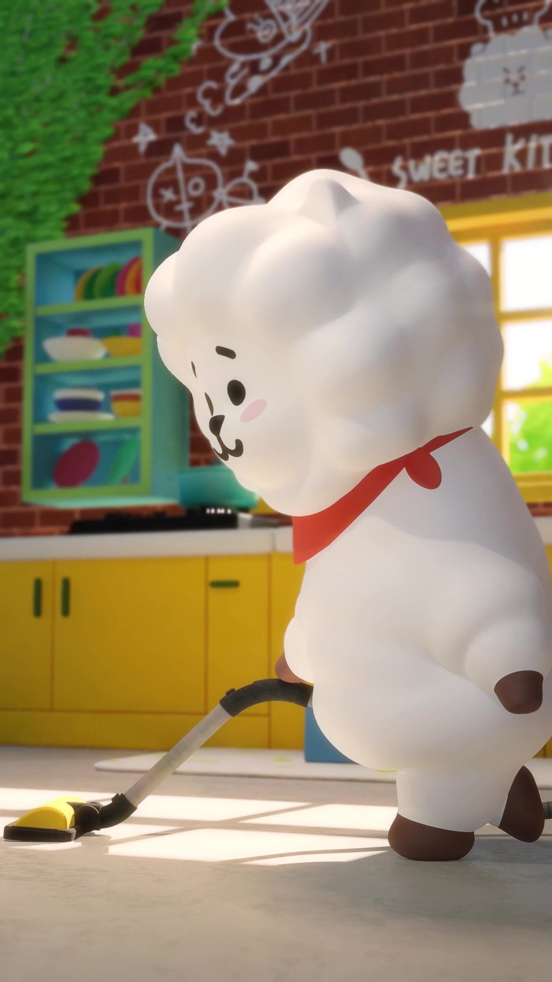 230314 BT21 on TikTok: RJ’s never-ending spring cleaning 🌸🍪… 🧹 #RJ # ...