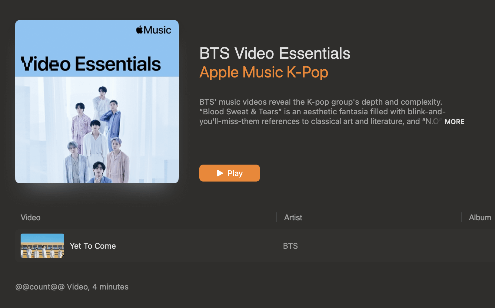 Apple music BTS Video Essentials: only one video?? What's with that ...