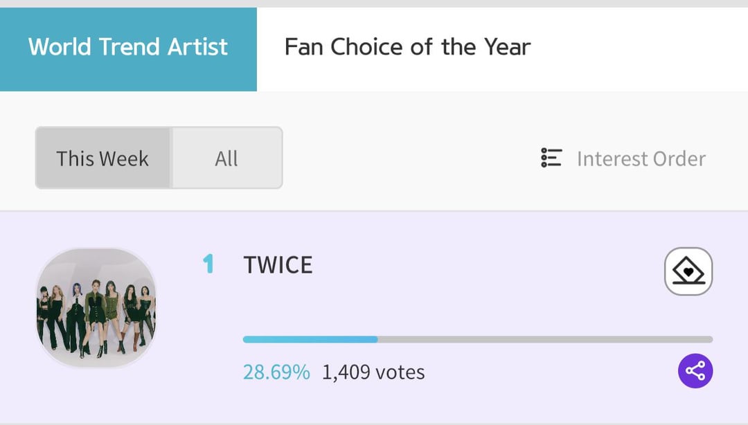 Vote for TWICE in SMA on Fancast app - PTKOREA