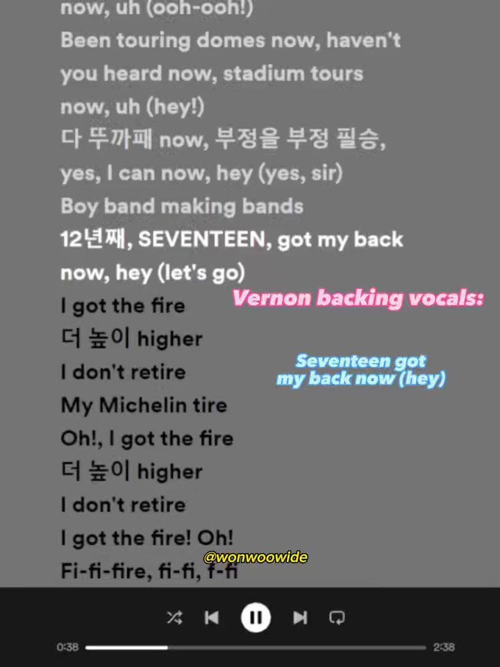 Vernon (semi) hidden rap verse in FIRE from FML album - PTKOREA