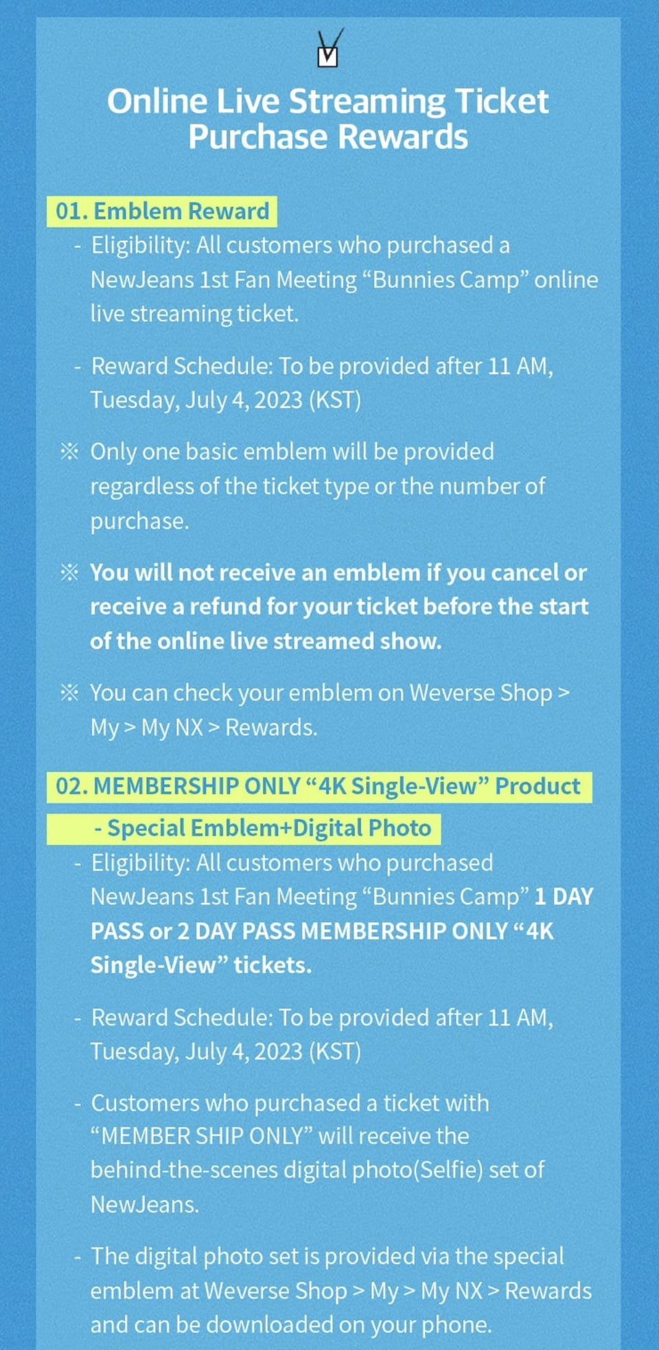 230602 Info on 'Bunnies Camp' Online Streaming Ticket - PTKOREA