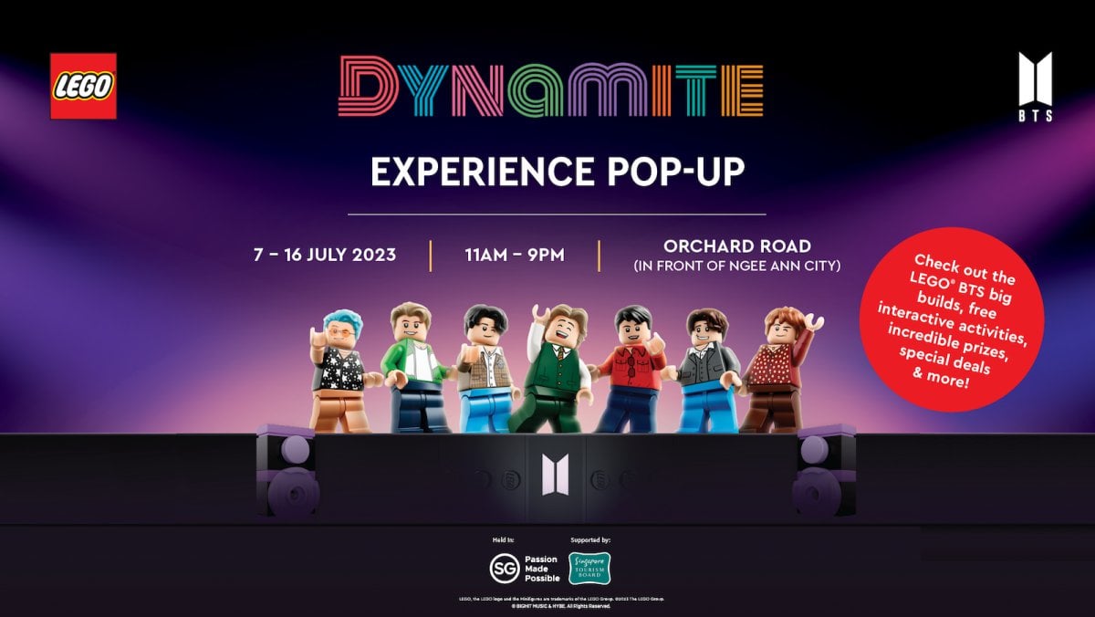 230623 SG Yahoo: Lego BTS Dynamite pop-up showcase is coming to Orchard Road from 7 to 16 July ...