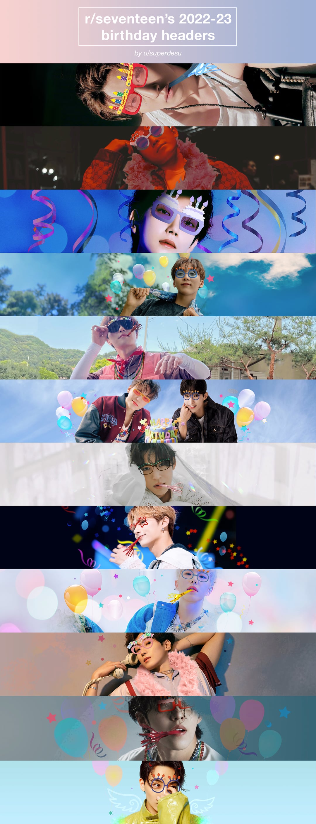 r/seventeen 2022-23 birthday headers compilation - PTKOREA