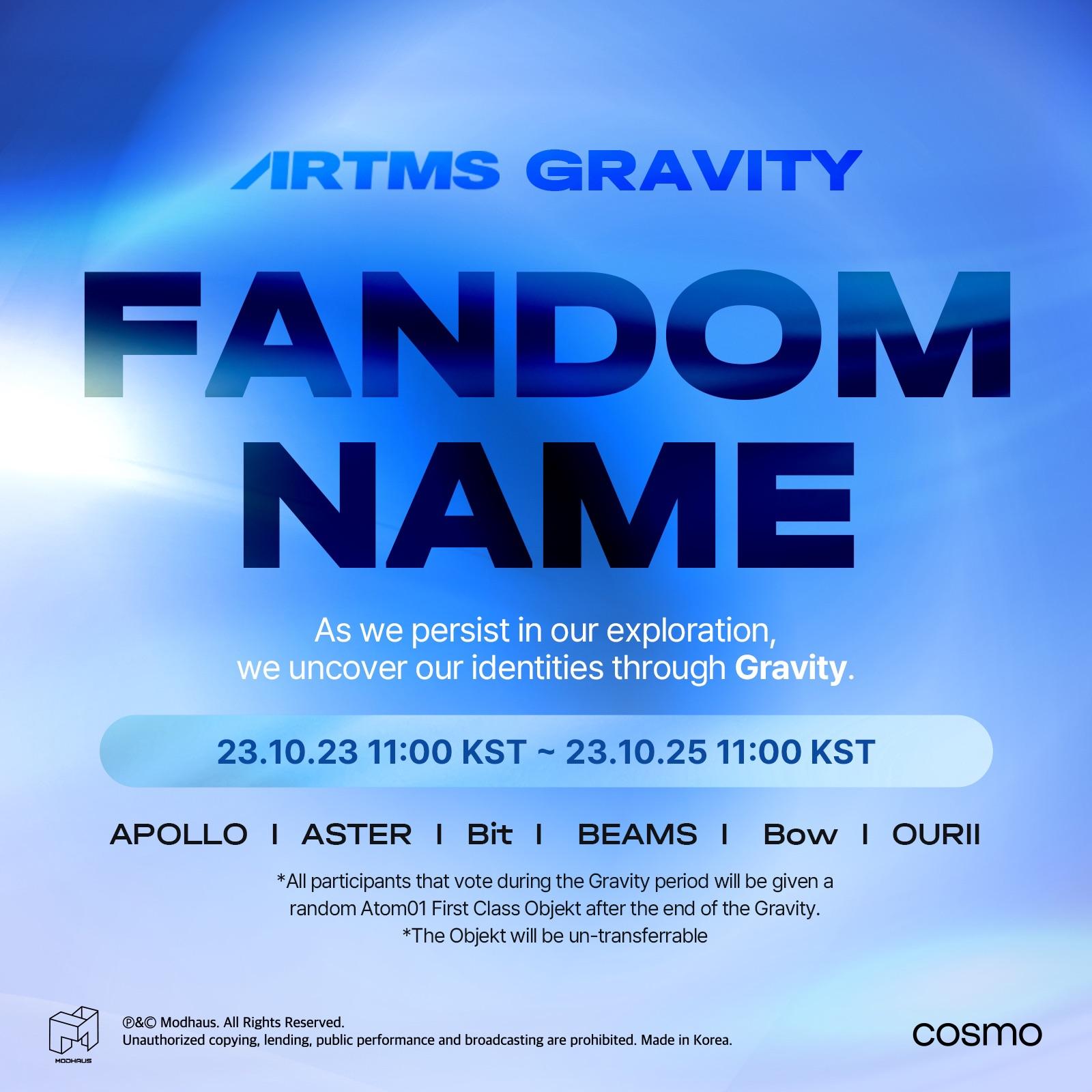 ARTMS - Fandom Name Gravity (Choose the Official Fandom Name - APOLLO ...
