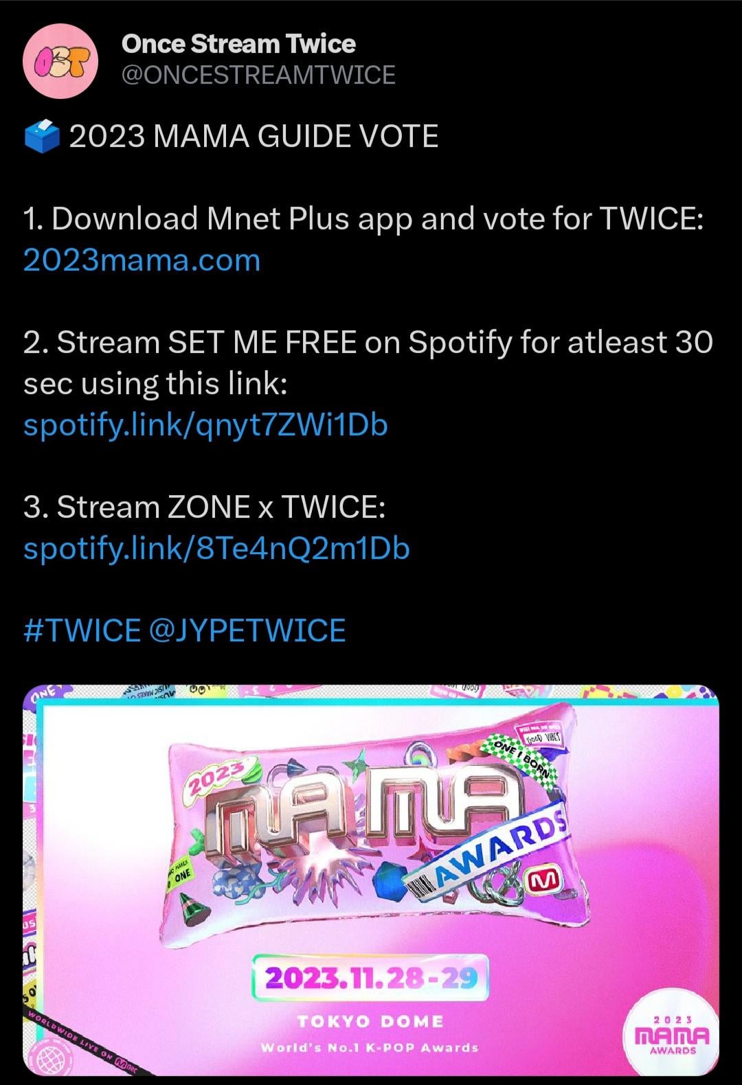 LET'S VOTE FOR TWICE IN MAMA using MNET and Spotify! - PTKOREA