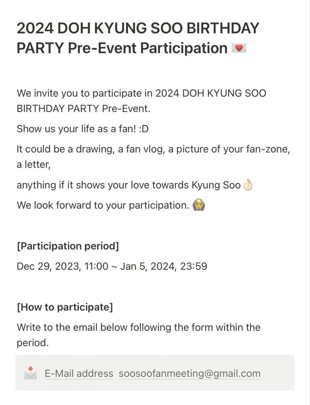 231229 Company Soosoo Instagram Story Update with D.O: “2024 DOH KYUNG SOO BIRTHDAY PARTY Pre ...