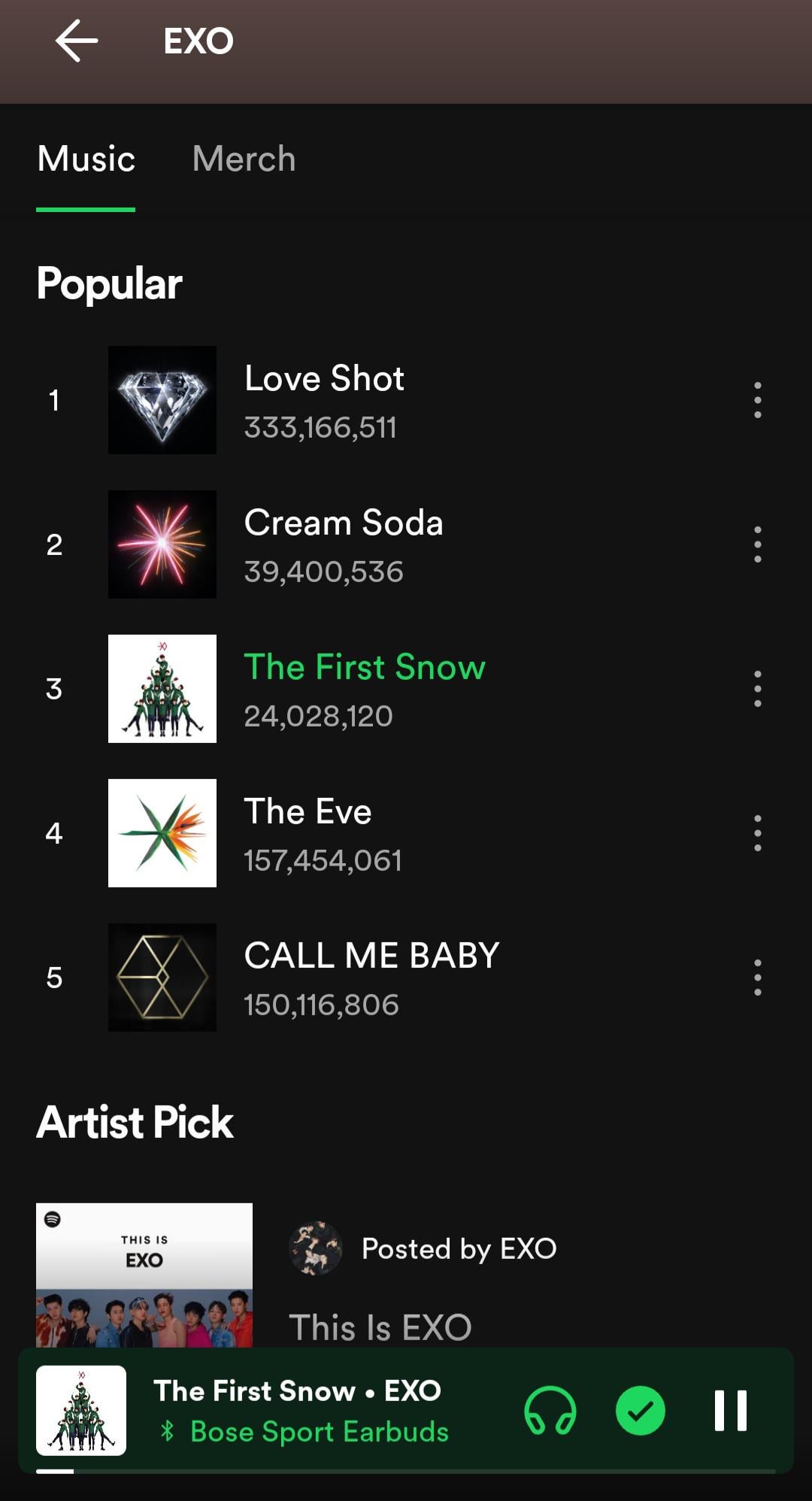 The First Snow Spotify top songs - PTKOREA