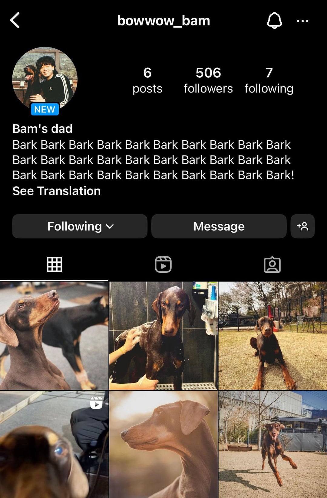 Jungkook returns to Instagram under bowwow_bam aka Jeon Bam’s Dad - 140424 - PTKOREA