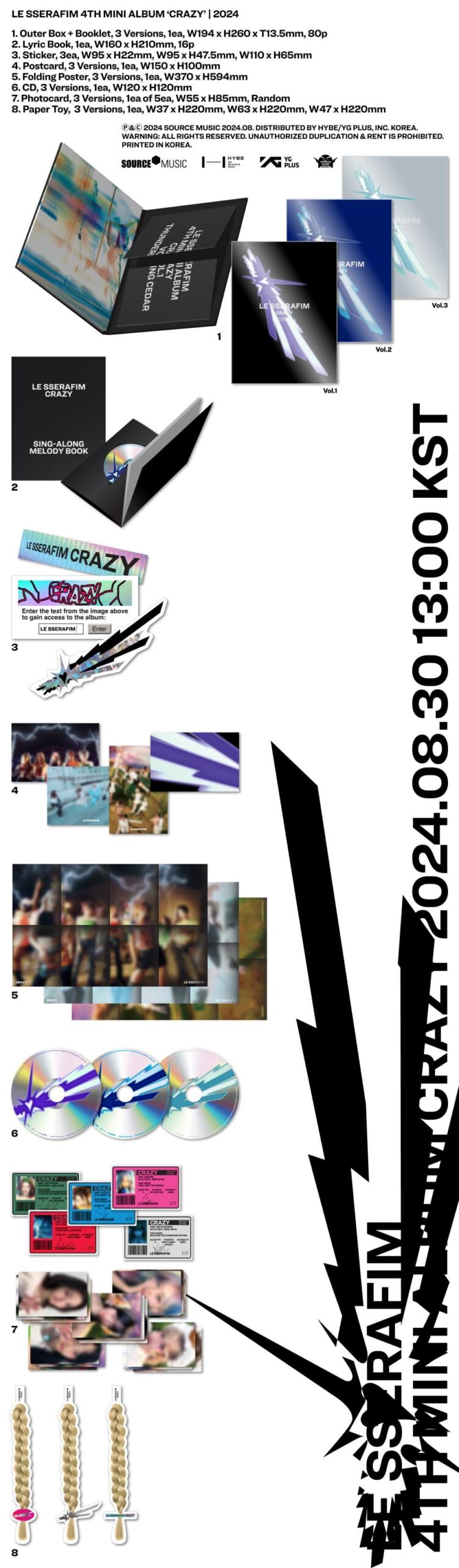 240819 LE SSERAFIM - 4th Mini Album: CRAZY (Album Packaging ...
