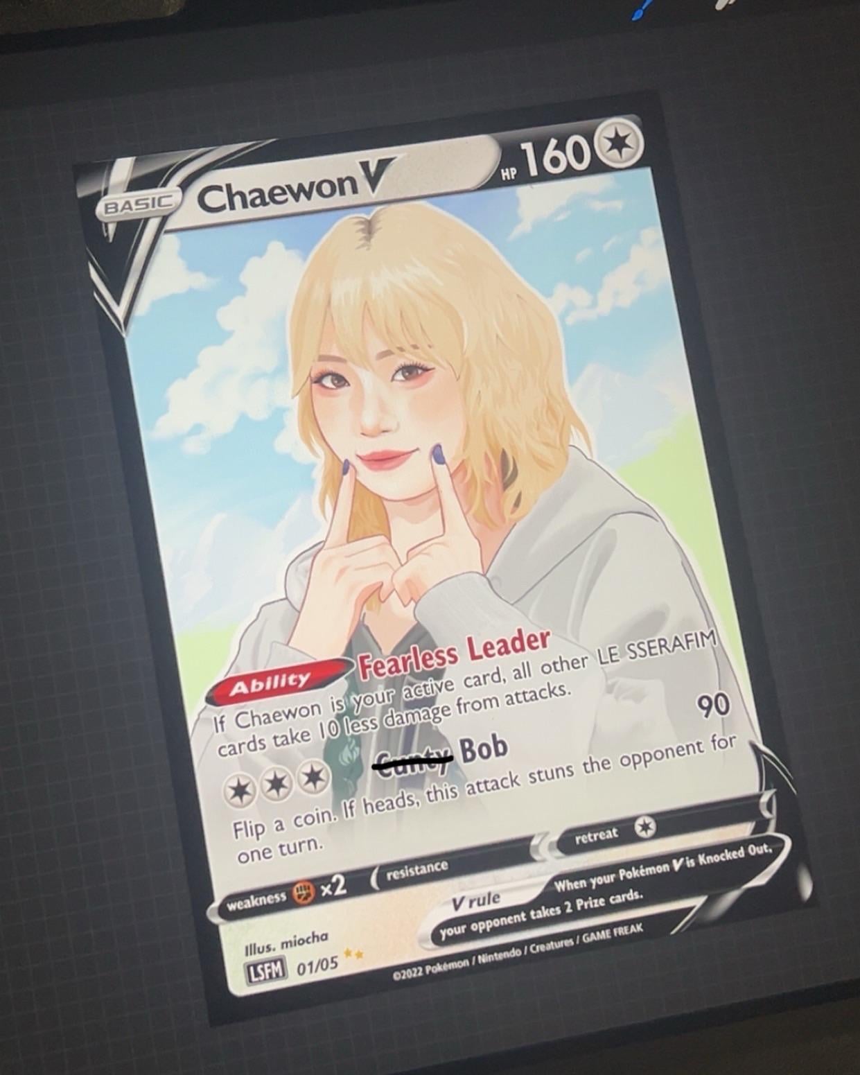 drew a chaewon pokemon card - PTKOREA